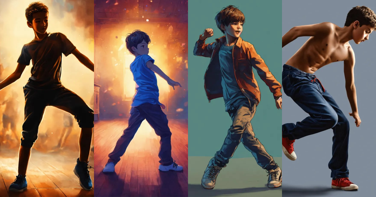Lexica - Very high detailed 2d illustration of a boy in dancing poses