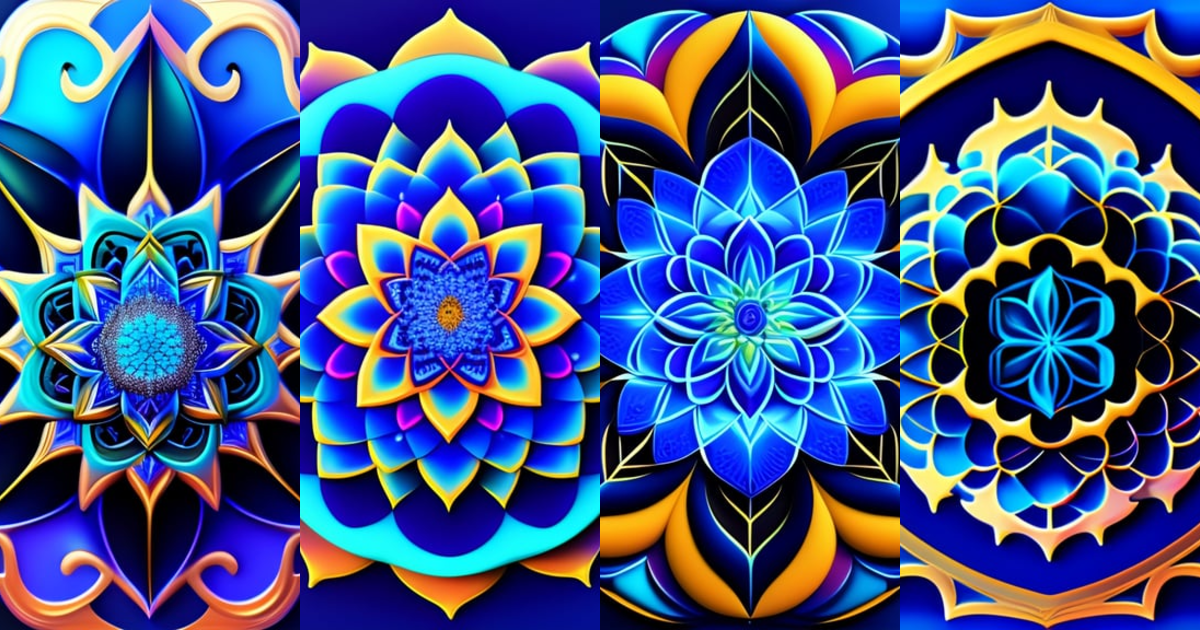 Lexica - 2d blue avatar psychedelic, 2d flat, mandala or flower of life ...