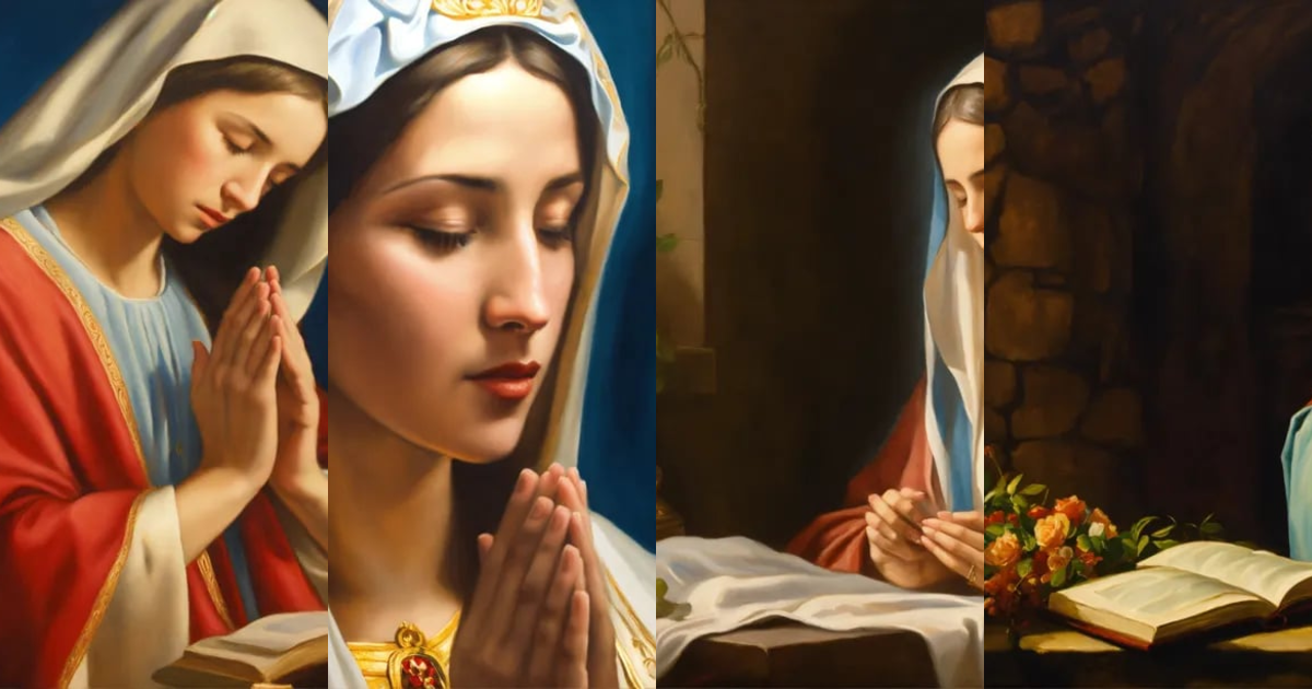Lexica - Oil painting portrait of the virgin mary praying