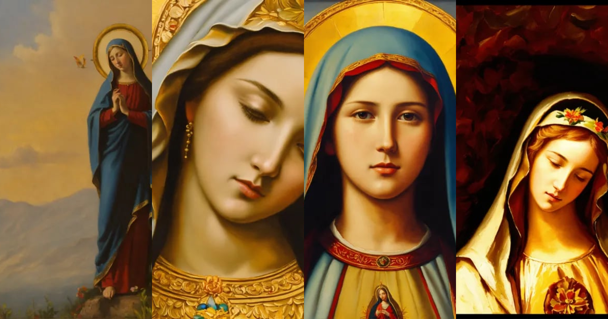 Lexica - Oil painting of the virgin mary