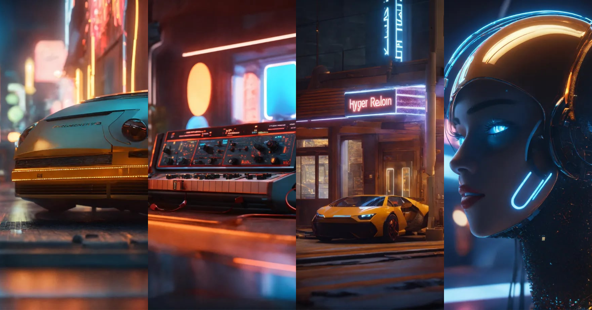 Lexica - A futuristic 3D scene, microfonos colgados cinematic lighting ...
