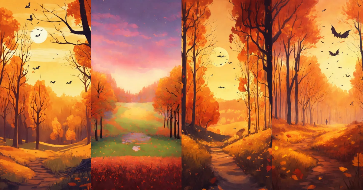 Lexica - Beautiful spooky autumn forest, golden hour, meadow in the ...