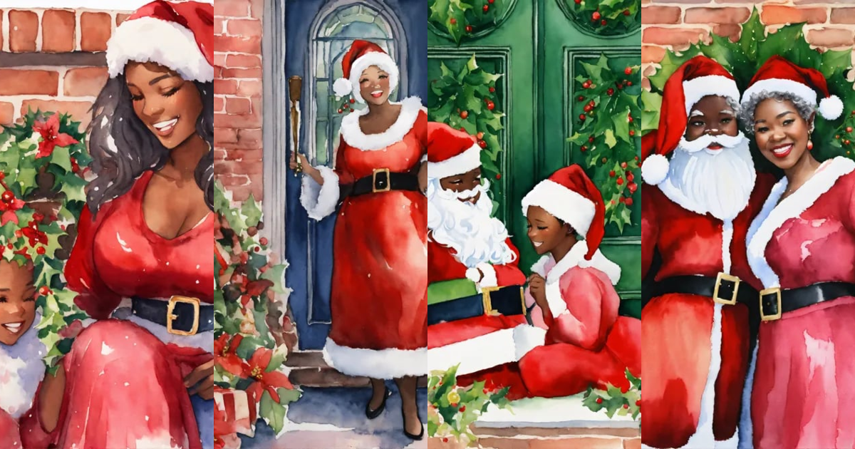 Lexica - Dark complexion African American Santa with mrs. claus with ...