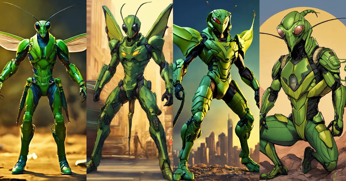 Lexica - New praying mantis superhero, wearing tactical gear ...