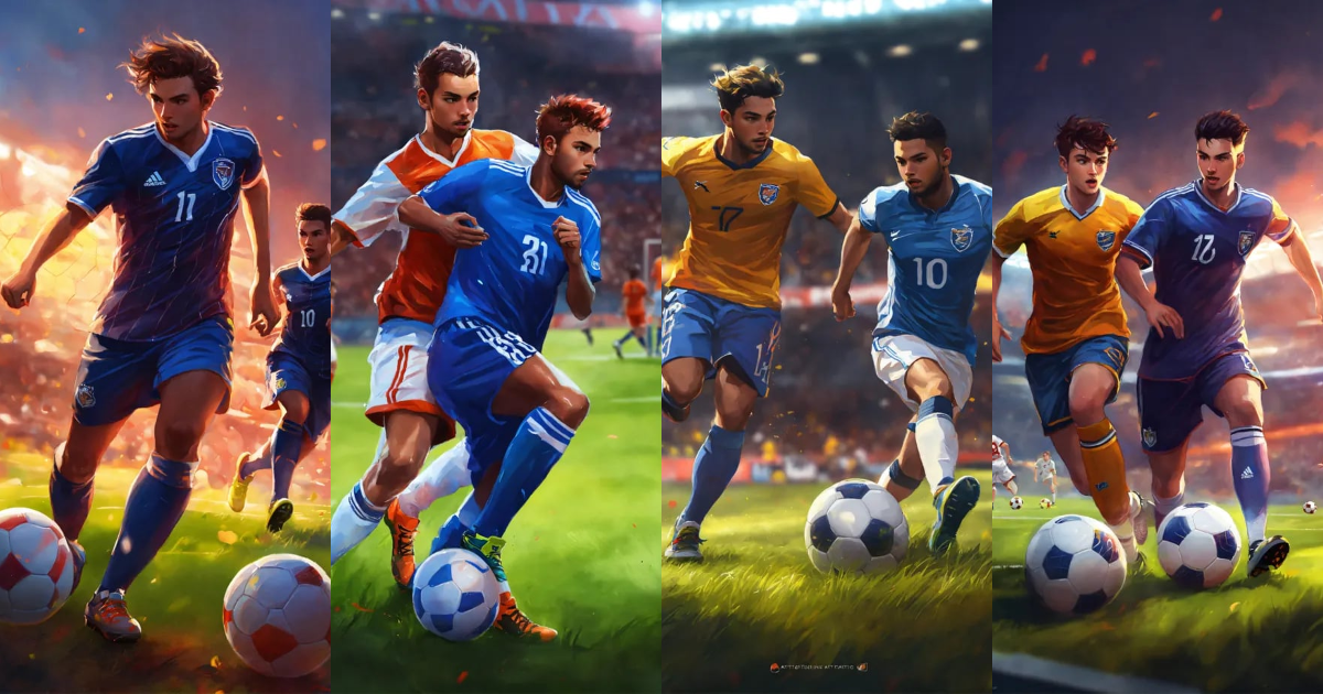 Lexica - Two soccer player playing soccer digital art, realistic ...