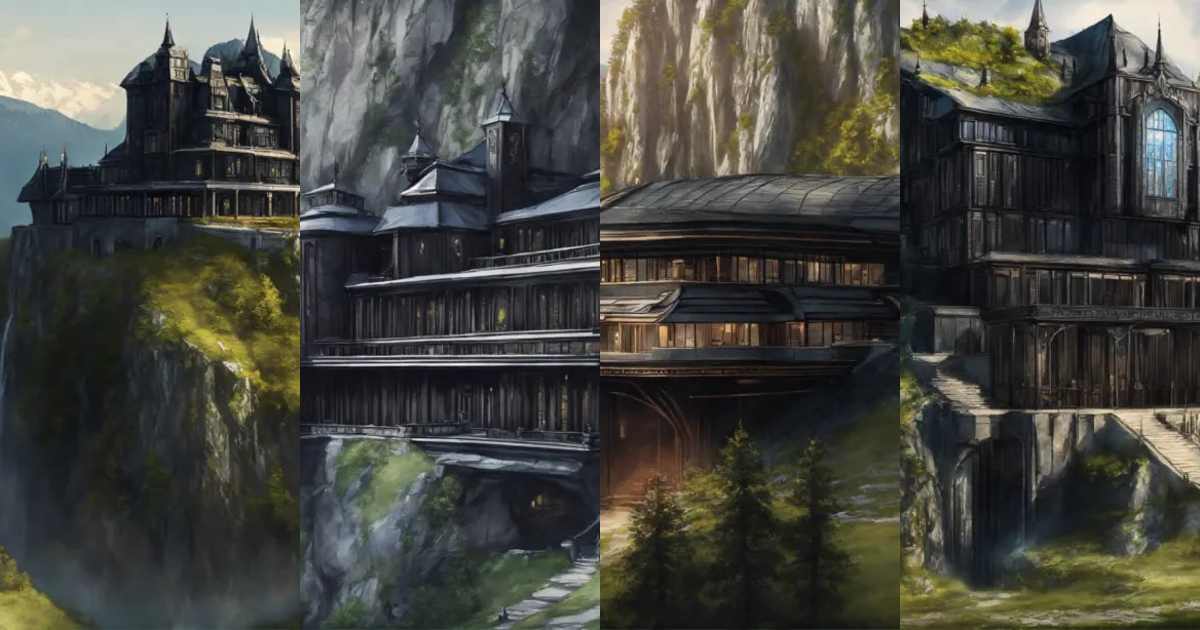 Lexica - Drawing of an elegant high elf futuristic black palace built ...