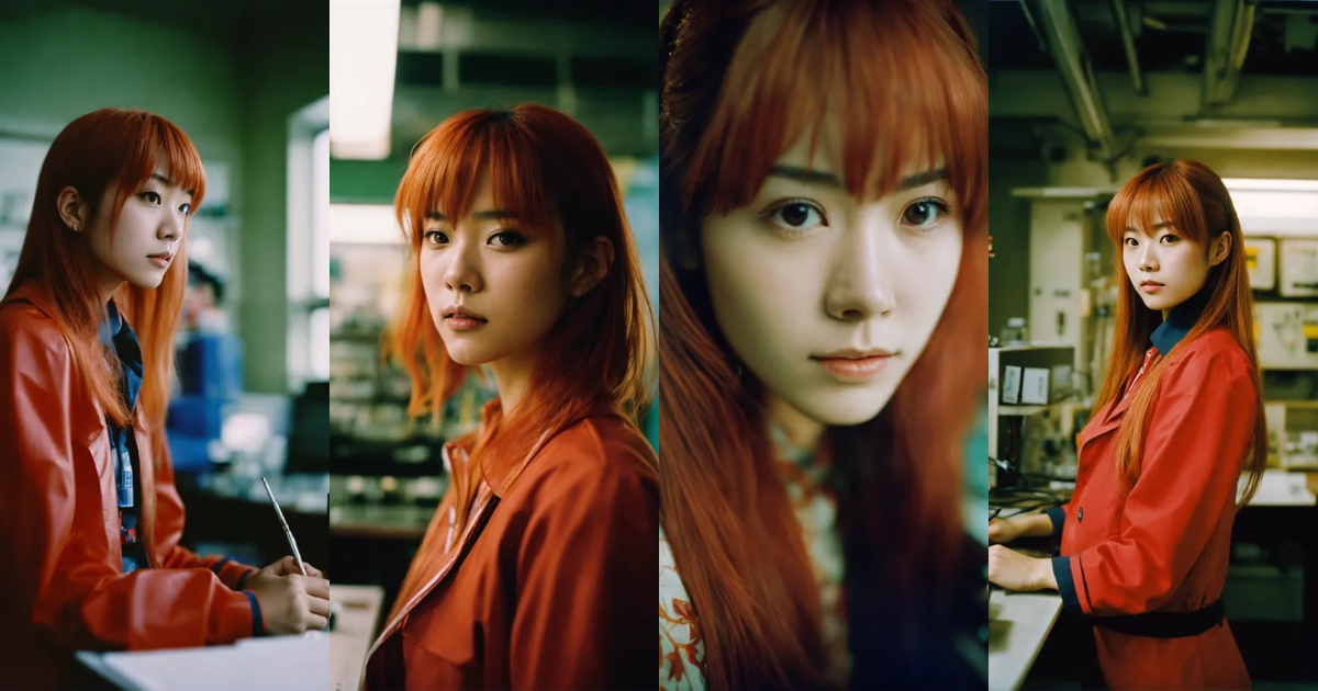 Lexica - Analog portrait photo of Asuka Langley Soryu, Portra 400, detailed environment, inside ...