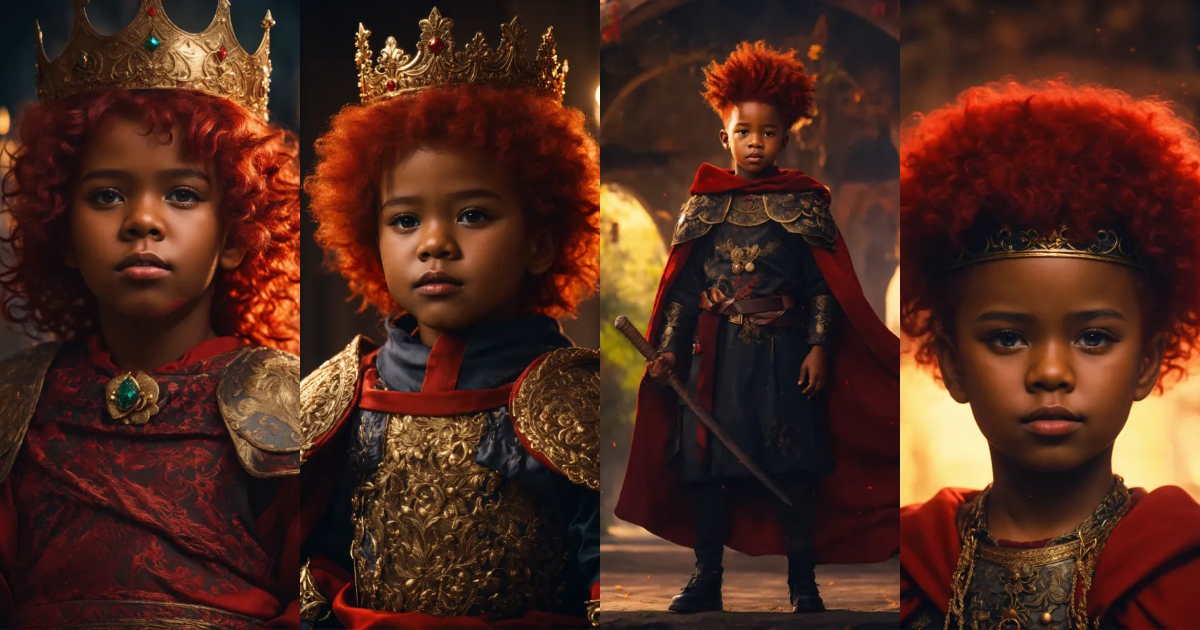 Lexica - Black child king red hair red beard fantasy 4k