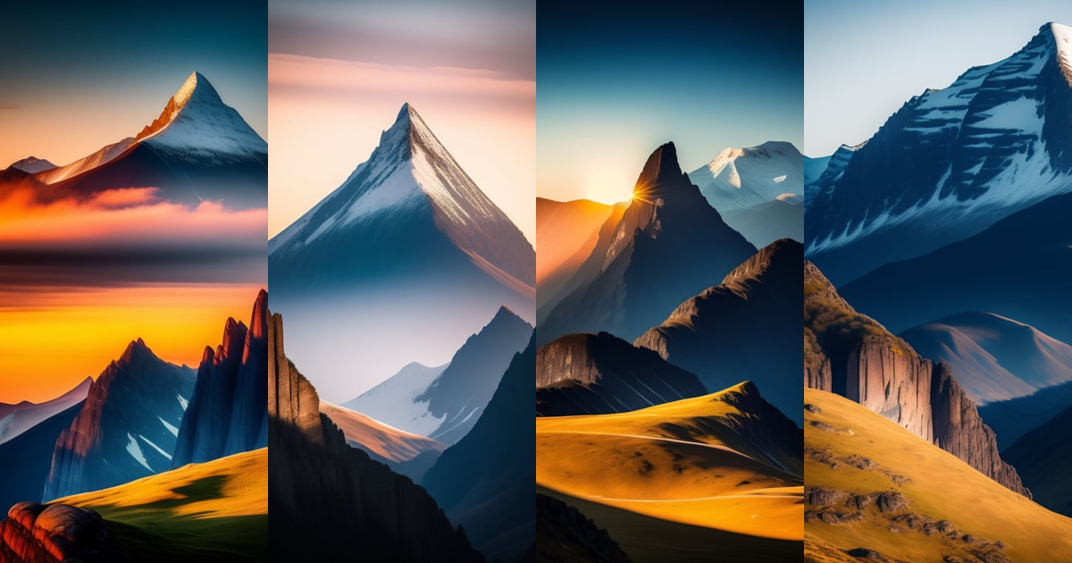 Lexica - Imagine a single mountain peak rising high above the ...