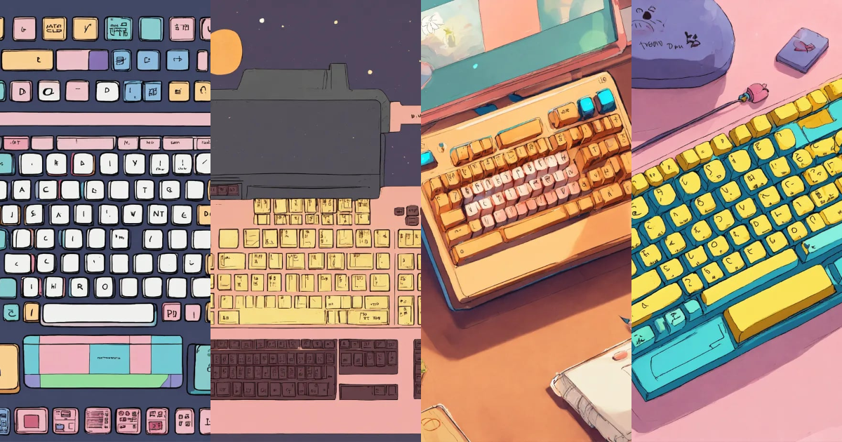 Lexica - 2d drawing of cute keyboard