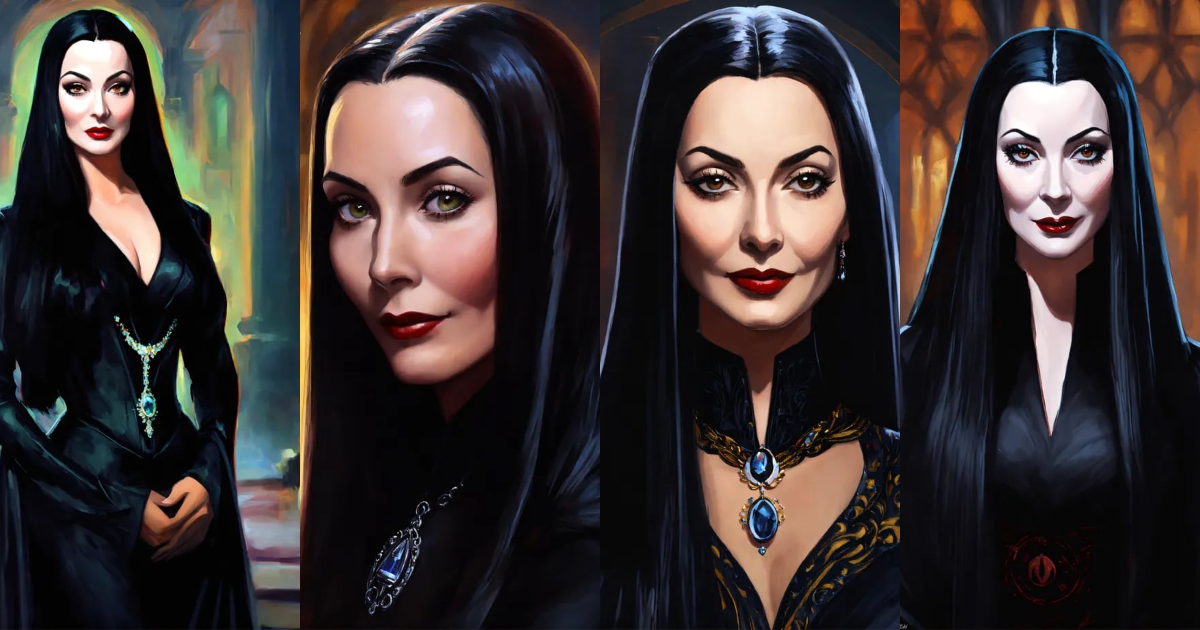 Lexica - Digital art painting portrait of Morticia Addams as a ...