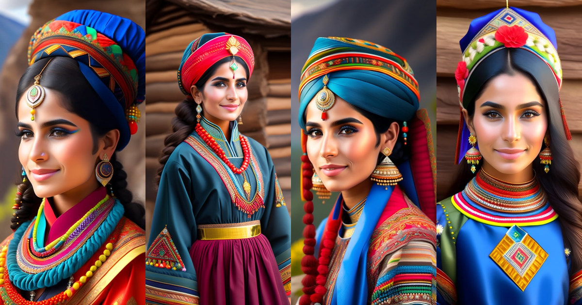 Lexica - Describe a beautiful Kalash girl wearing intricate traditional ...