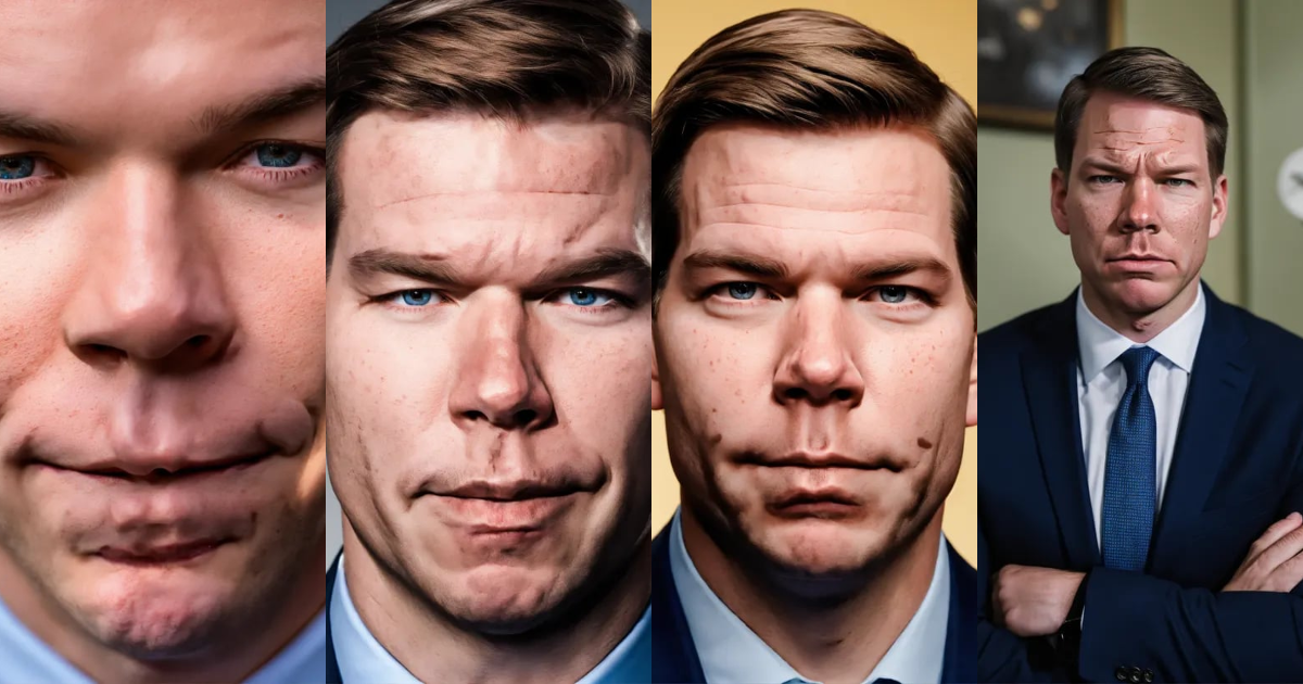 Lexica - ERIC SWALWELL, MAD, ANGRY, HEAVY ACNE ON FACE,