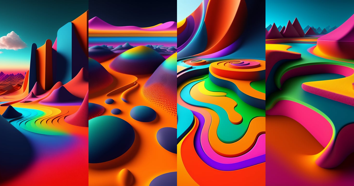 Lexica - 3d abstract topographical colourful terrain with gridlines on ...
