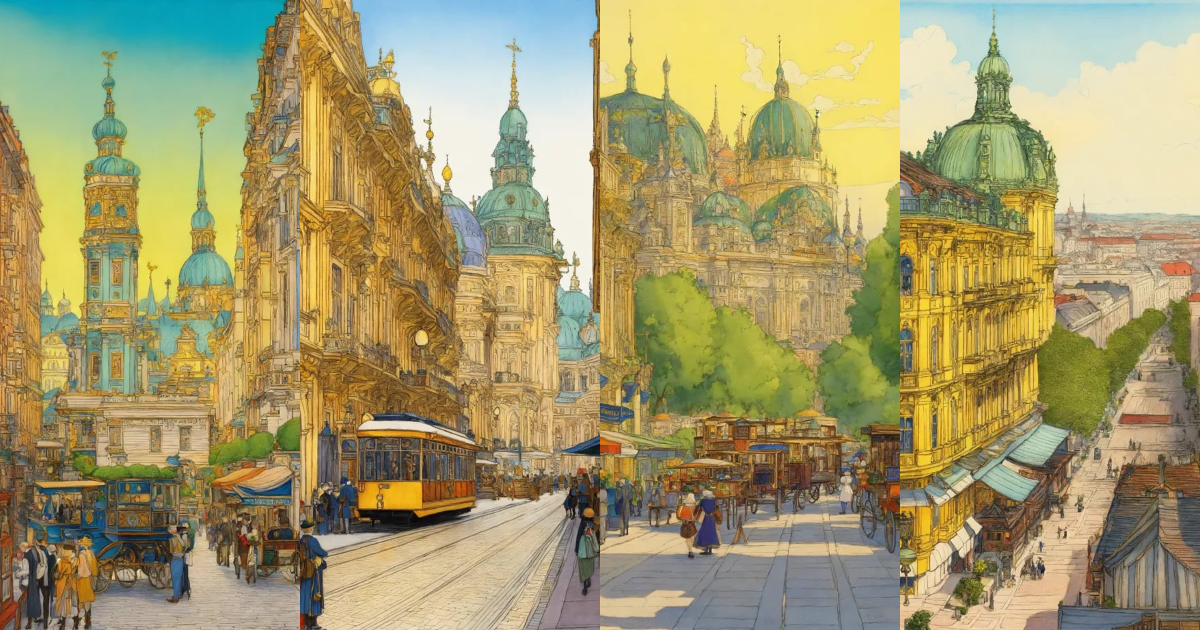 Lexica - Drawing the splendors of Vienna (Austria). Line drawing, clean ...