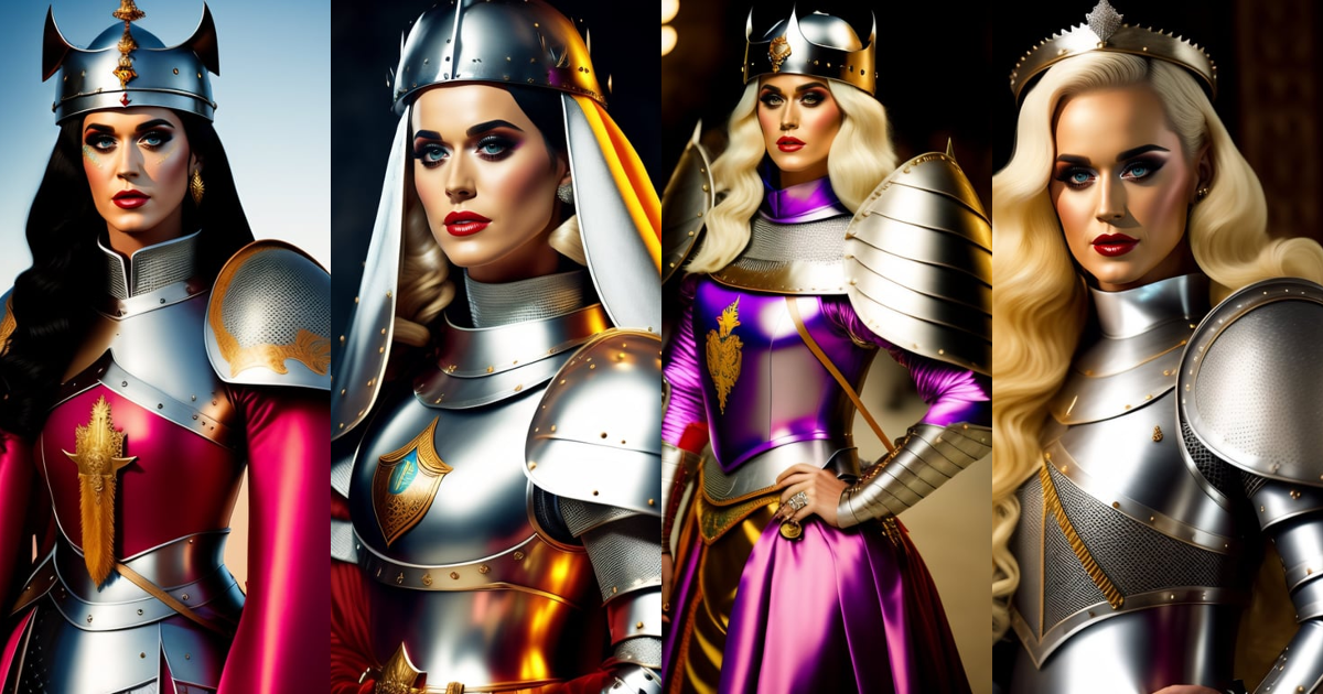 Lexica - Katy Perry dressed as a knight of the Middle Ages.