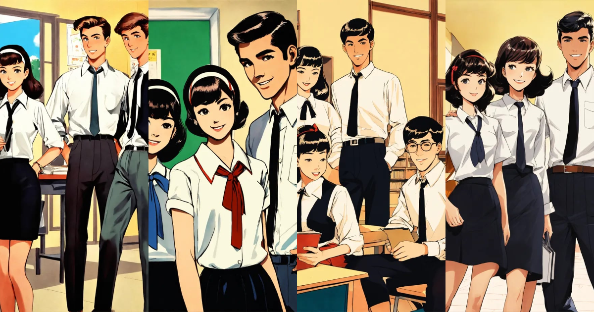 Lexica - 2 male and 2 female high school seniors in the 1960s ...