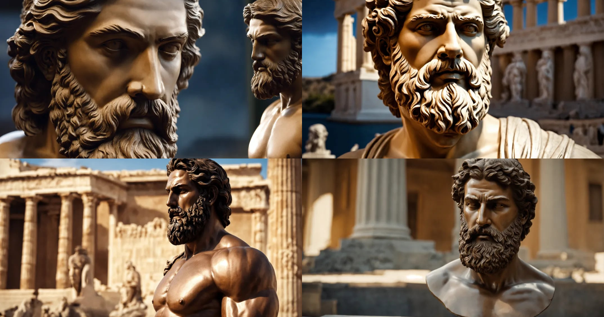 Lexica - Greek man sculpture, bearded, muscular, perfect face, detailed ...