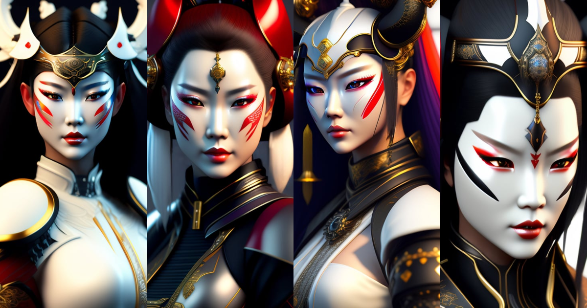 Lexica - Masterpiece Vector Design of gorgeous female Samurai Devil ...