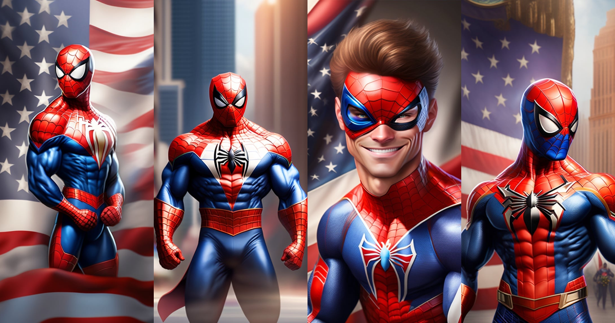 Lexica - SpiderMan celebrating 4th of July, independence day