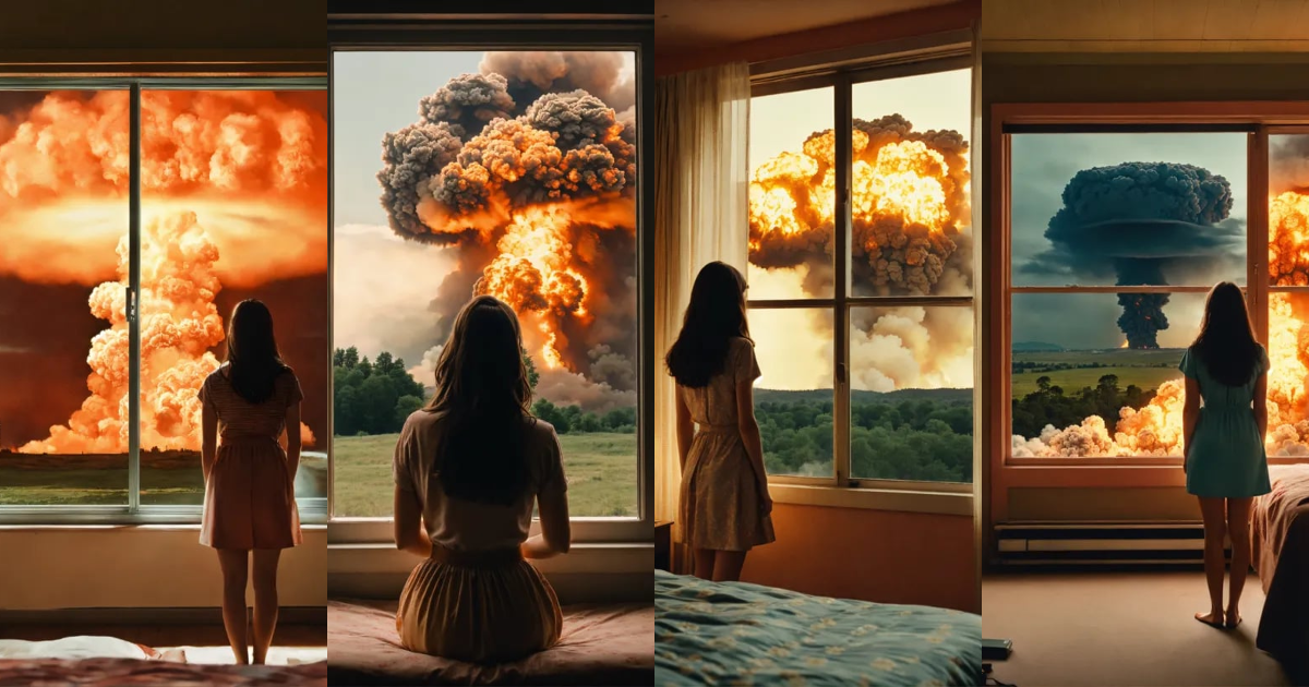 Lexica - A photograph of a woman with long brown hair watching a ...