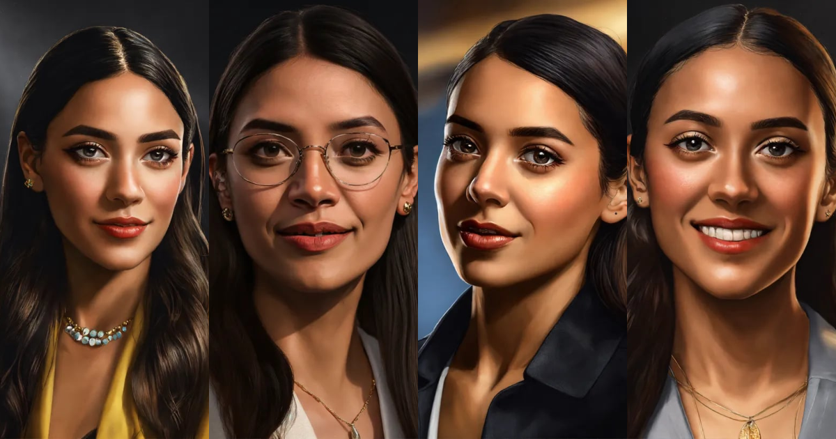 Lexica - Create a photorealistic self-portrait of Alexandria Ocasio ...