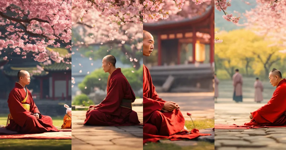 Lexica - 8k image of a Chinese monk, and a young disciple, in ancient ...