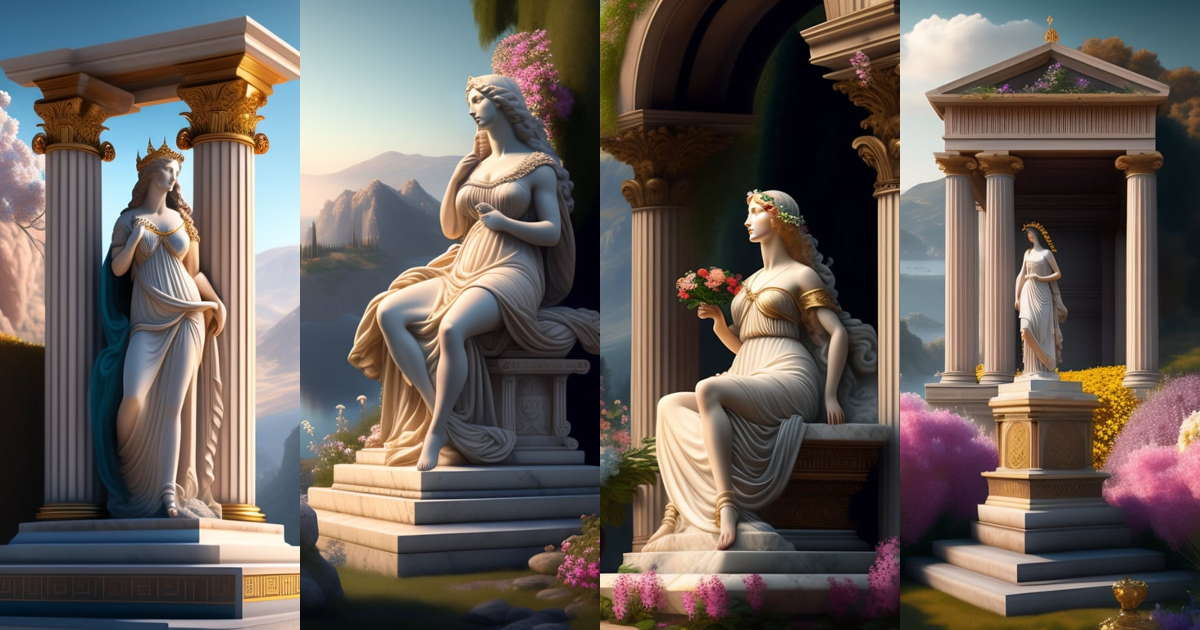 Lexica - Classical greek landscape with a singing Sappho marble statue ...
