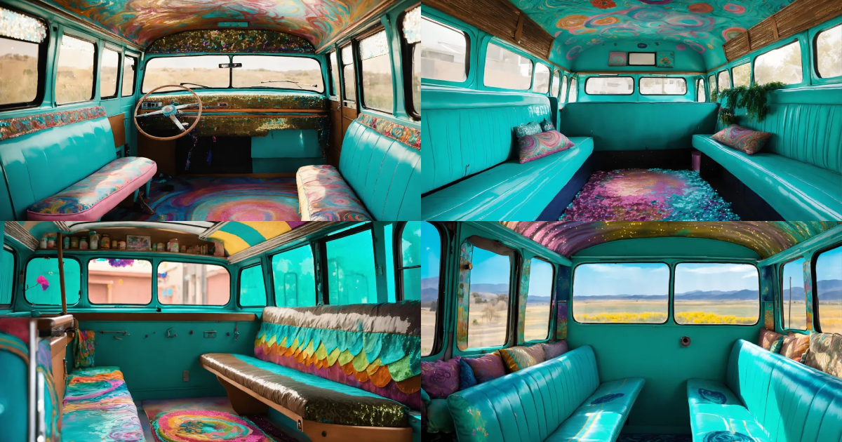 Lexica - Concept art of hyper realistic turquoise Volkswagen bus ...
