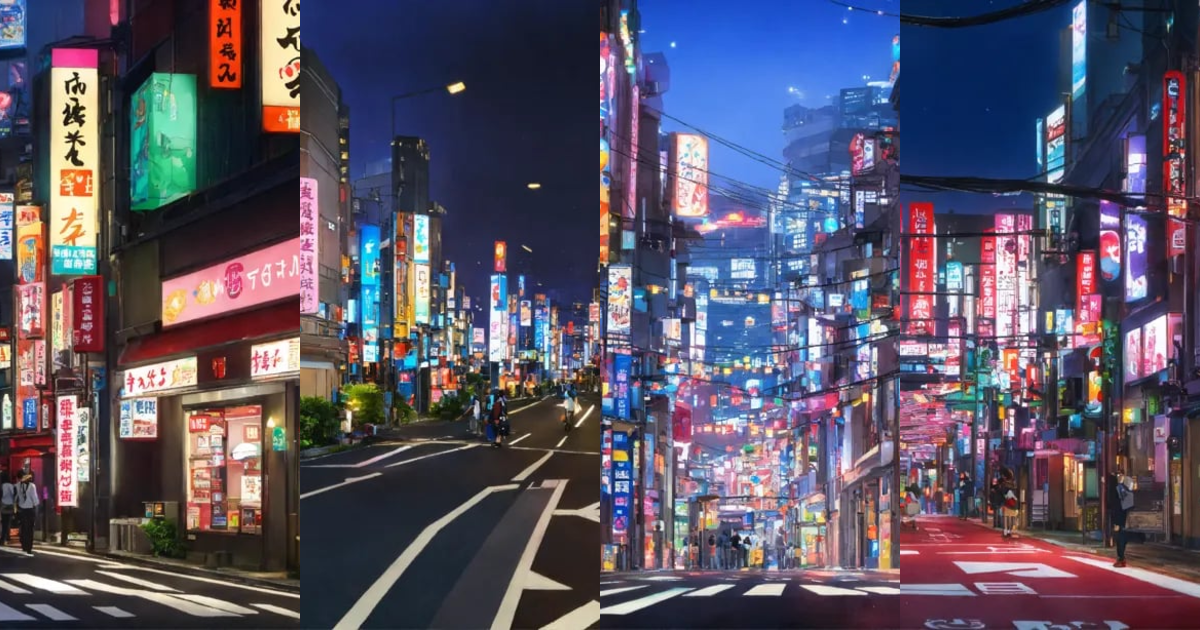 Lexica - Une rue de Tokyo Une rue animée de Tokyo avec des enseignes ...