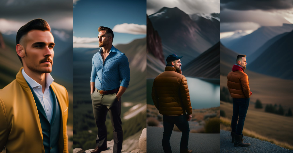 Lexica - Portrait of a man looking fiercely into the distant mountains ...