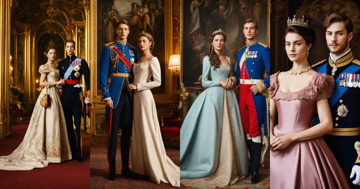 Lexica - Young beautiful countess wearing dress and handsome duke ...