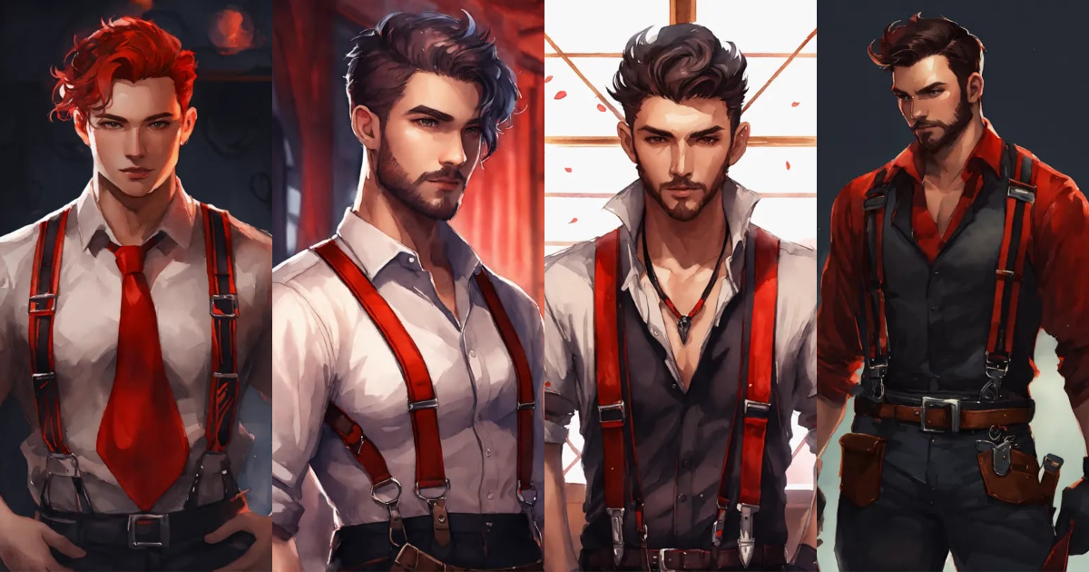 Lexica - Red and black Suspenders, game icon, fantasy style, digital ...