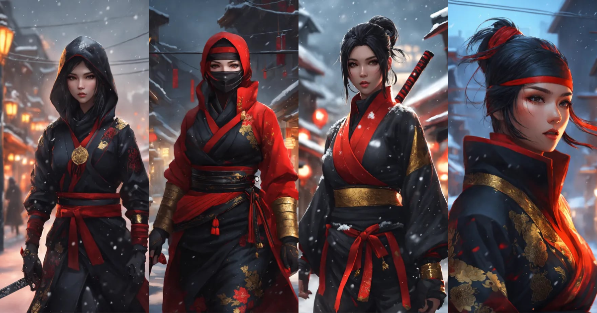 Lexica - 8k wallpaper of a mysterious beautiful kunoichi ninja wearing ...