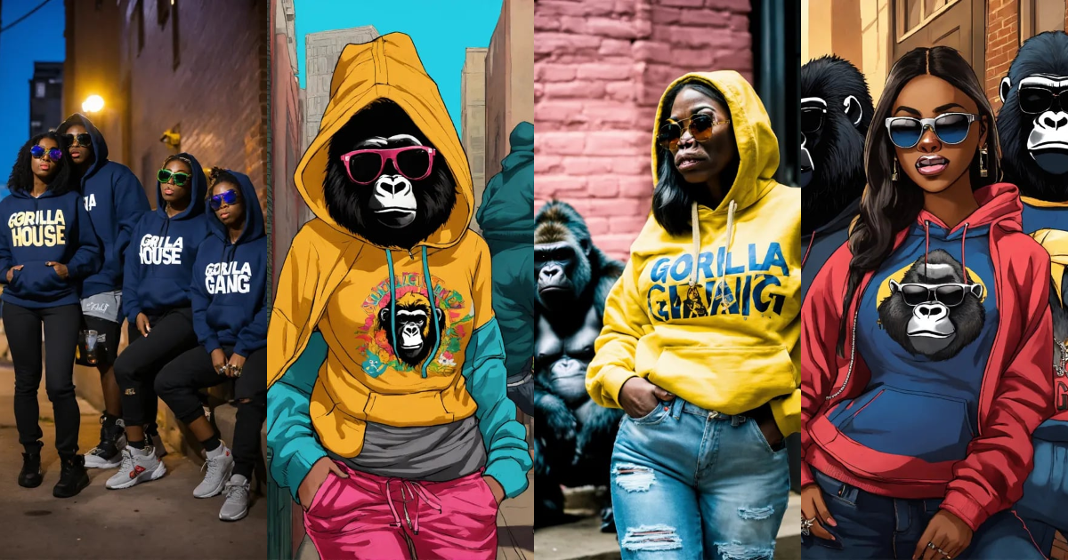 Lexica - Girl Gorillas wearing Gangster wearing designer sunglasses and ...