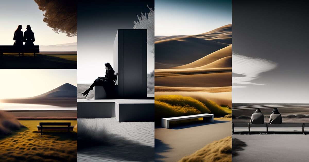 Lexica - Steven meisel landscape photography, two women on a bench ...