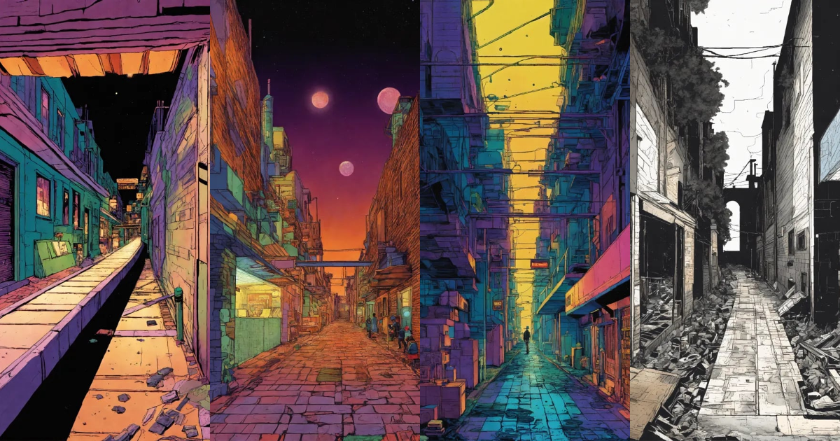 Lexica - Vintage 90's comic style environmental wide shot of a sketchy ...