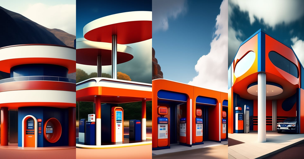 Lexica - Futuristic service station renewable low carbon fuels white ...