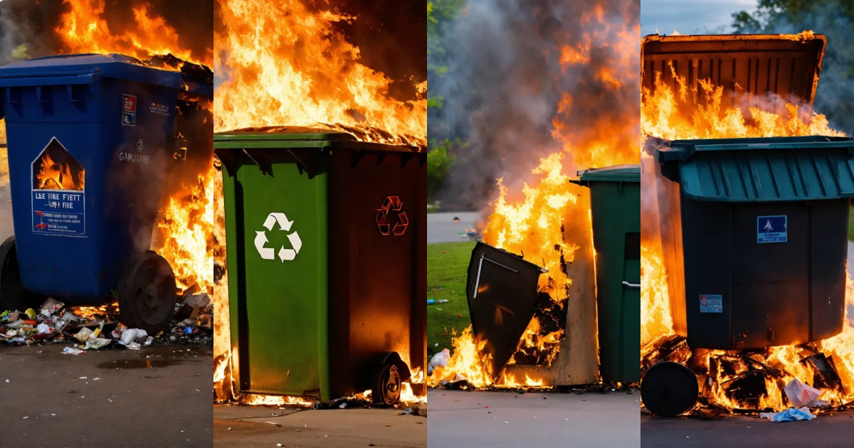 Lexica - A garbage bin fire.