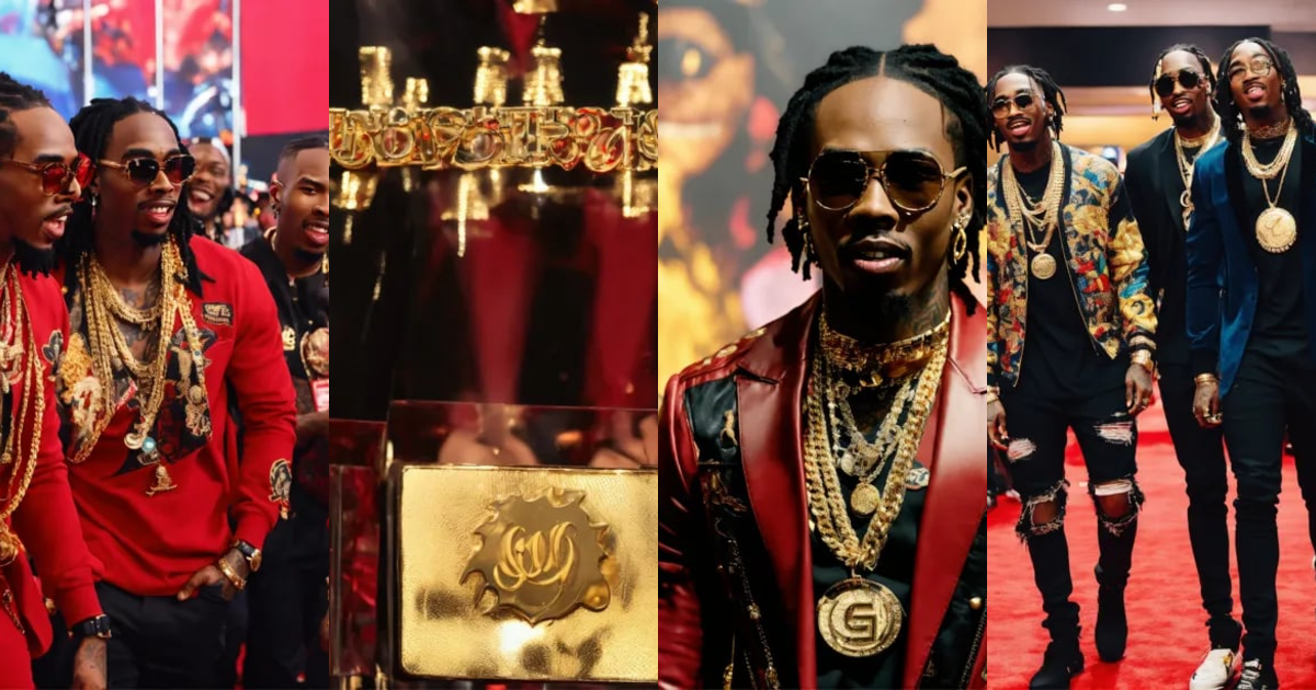Lexica - Full body shot of Atlanta rap trio Migos "Quavo, Offset, and ...