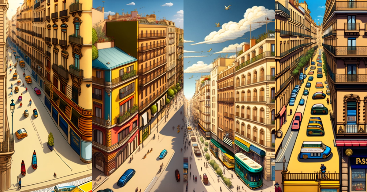 Lexica - Maximalist Passeis de Gracia Street Barcelona, birds eye view ...