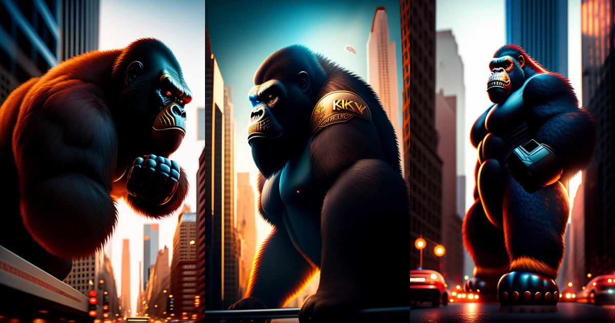 Lexica - King kong terrorizing the streets of new york city, by artgerm ...