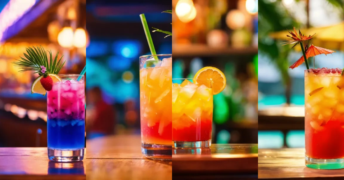 Lexica - Tropical drink, behind is the bar defocus, 8k, high quality, a ...
