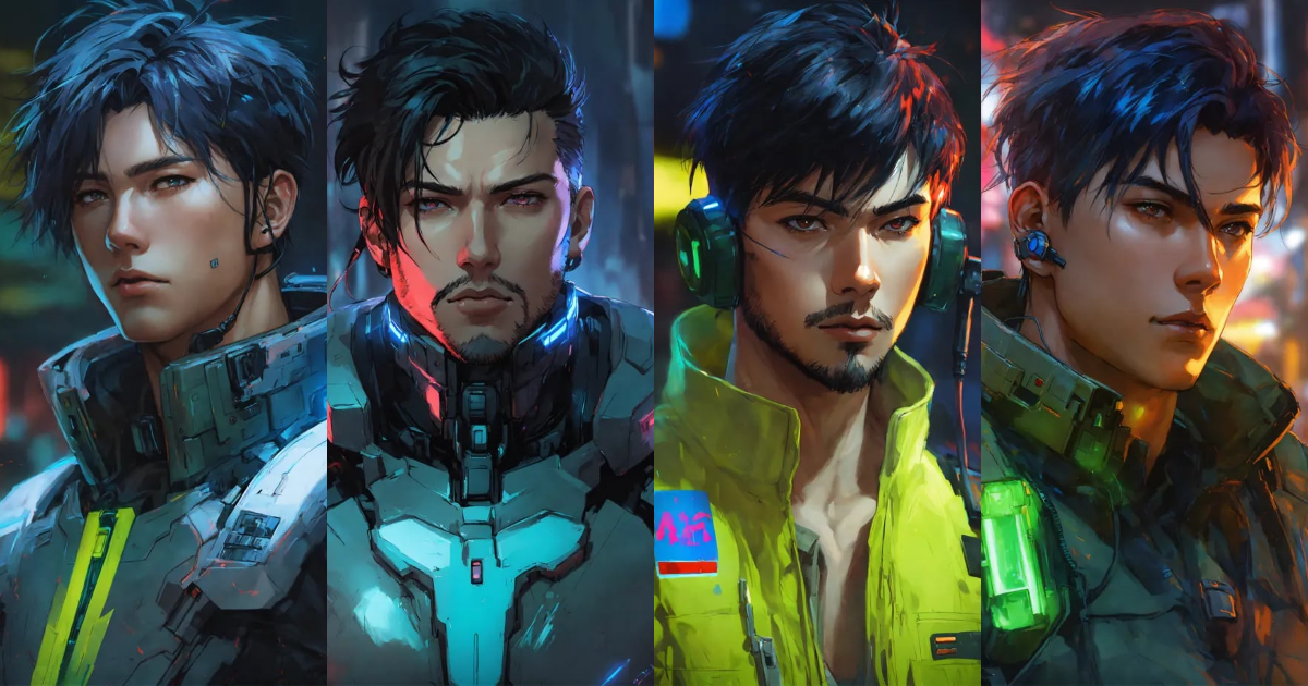 Lexica - Portrait Anime Commander male Neon-cybernetic, fine details ...