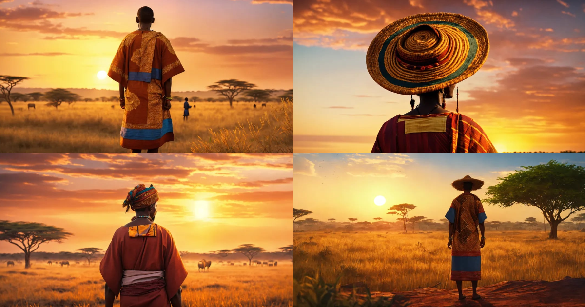 Lexica - Back view of a african villager wearing traditional clothes ...