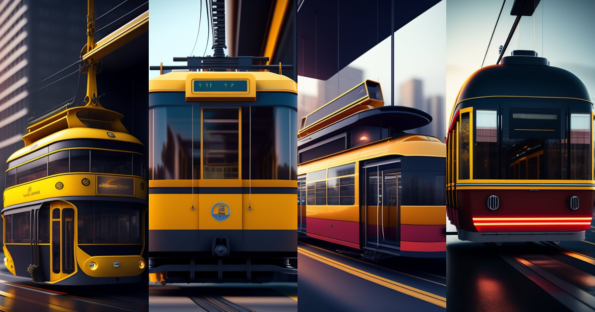 Lexica - Modern cable car hanging above a bus in a city, 4K, octane render