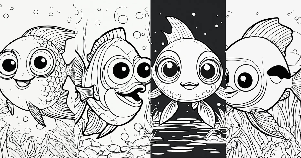 Lexica - Cute Fish, big cute eyes, pixar style, simple outline and ...