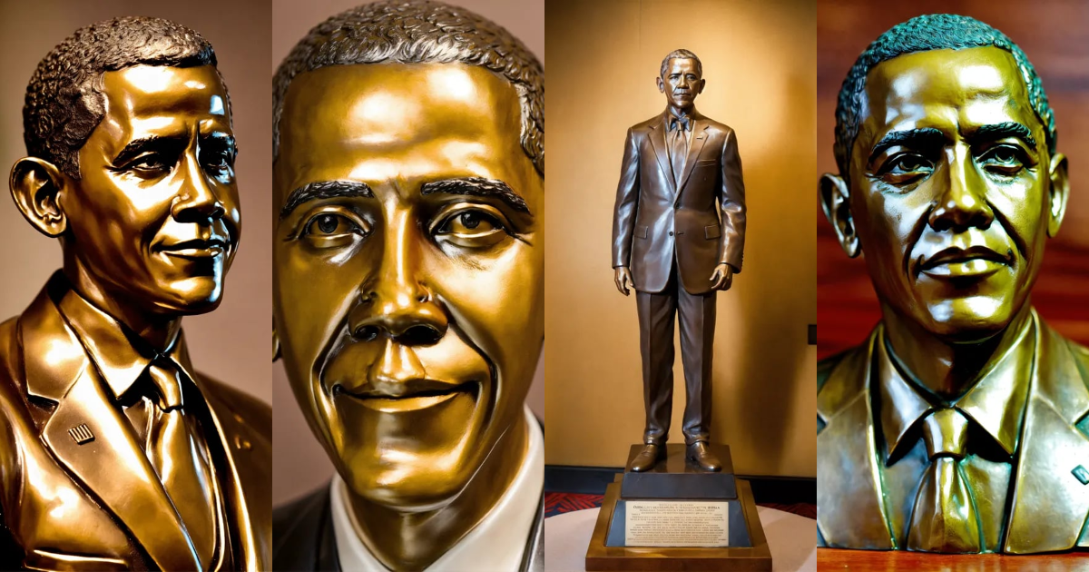 Lexica - Photo of Barack Obama bronze statue, white face