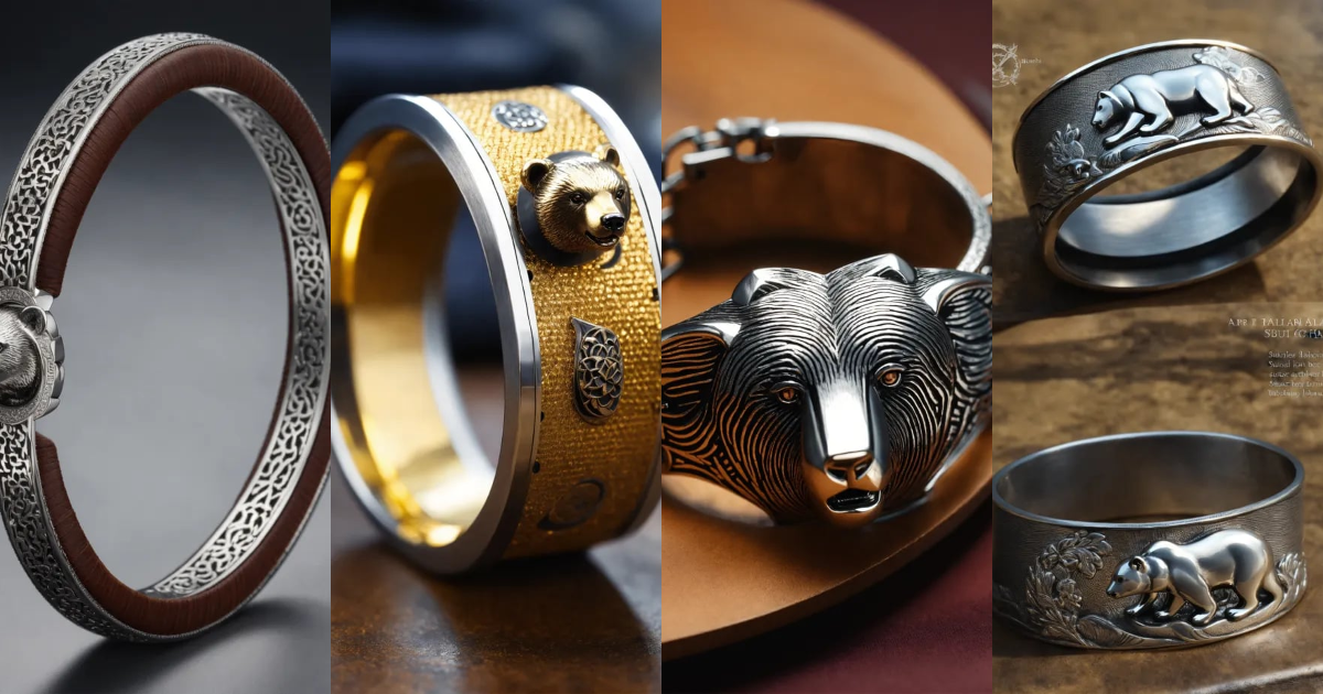 Lexica - Guilloché bear bracelet, Ford Hallam Style, Shibuichi, tsuba ...