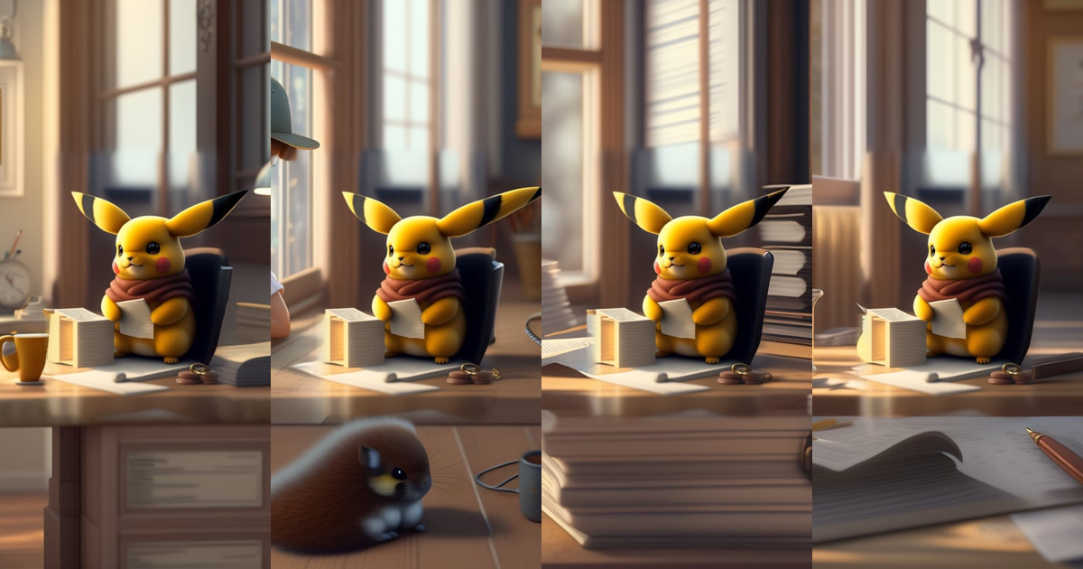 Lexica - Pikachu commiting tax fraud, paperwork, exhausted, cute ...